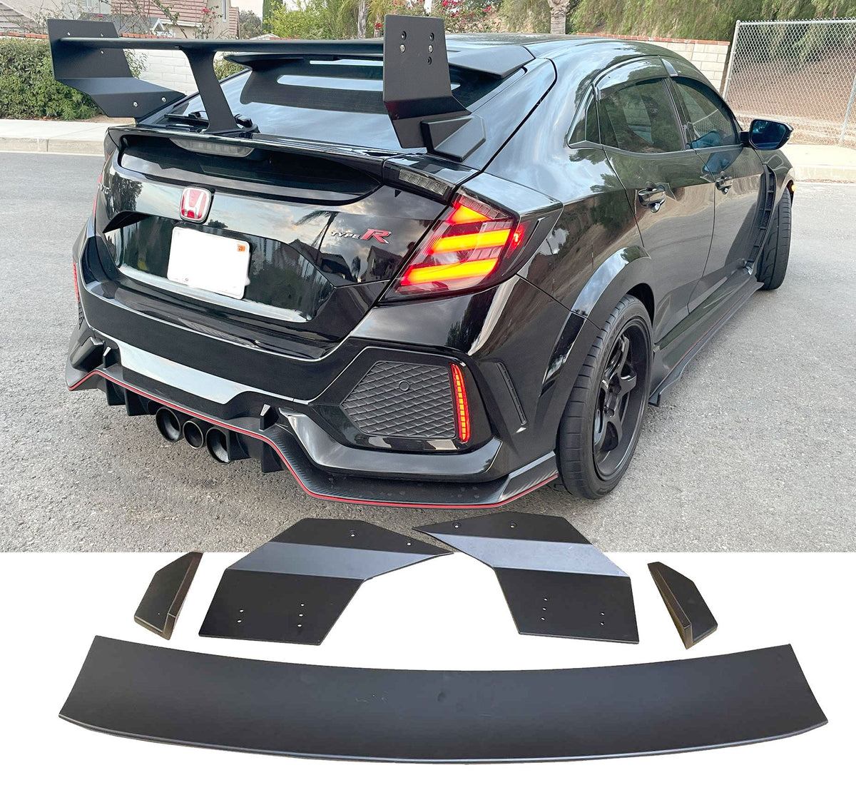 17-21 HONDA CIVIC 5DR GT REAR TRUNK LID SPOILER (MID WING CARBON)(PAIN ...